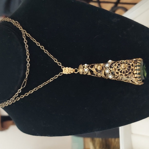 Antique | Jewelry | Vintage Huge Green Fob Charm Necklace | Poshmark